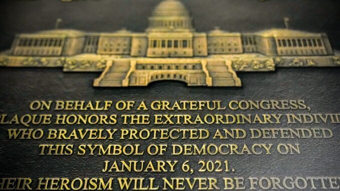 The plaque honoring the Jan. 6 police officers was not on display at ...